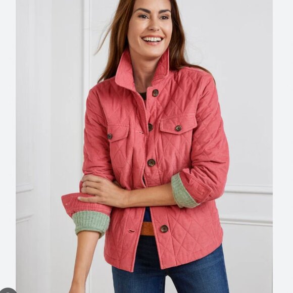 Talbots | Jackets & Coats | Talbots Pink Quilted Corduroy Shirt Jacket ...